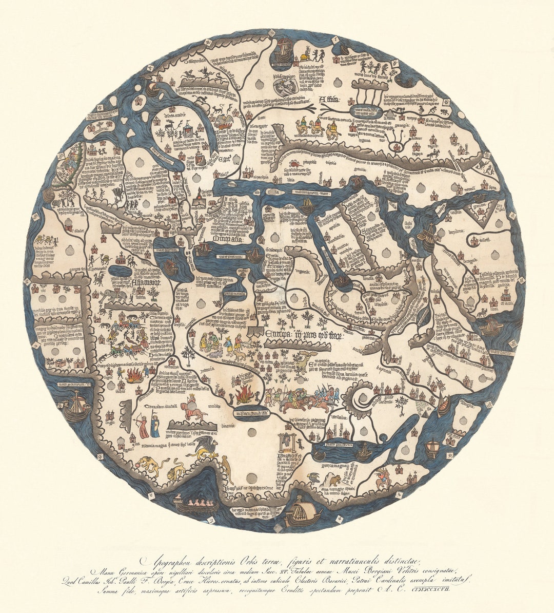 Borgia World Map Upscaled, Digital Download, Borgia Flat Earth Map, Pre ...