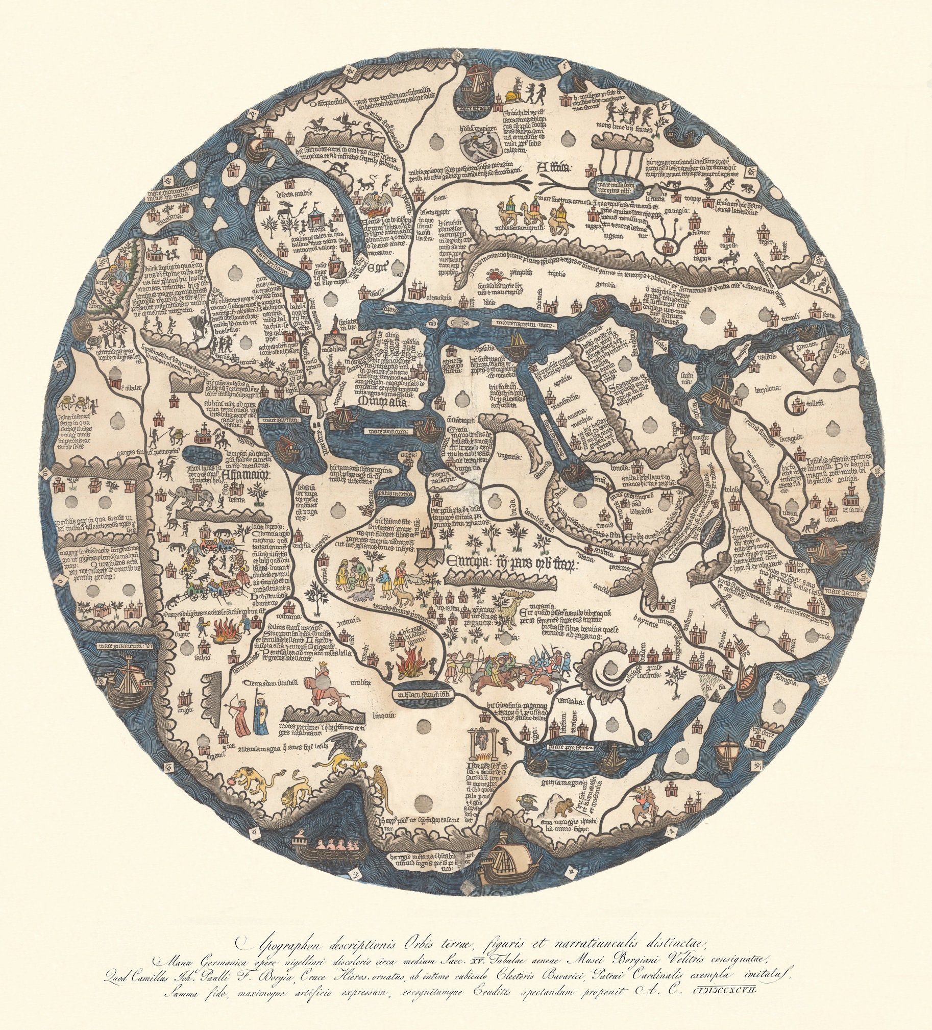 Borgia World Map Upscaled, Digital Download, Borgia Flat Earth Map, Pre ...