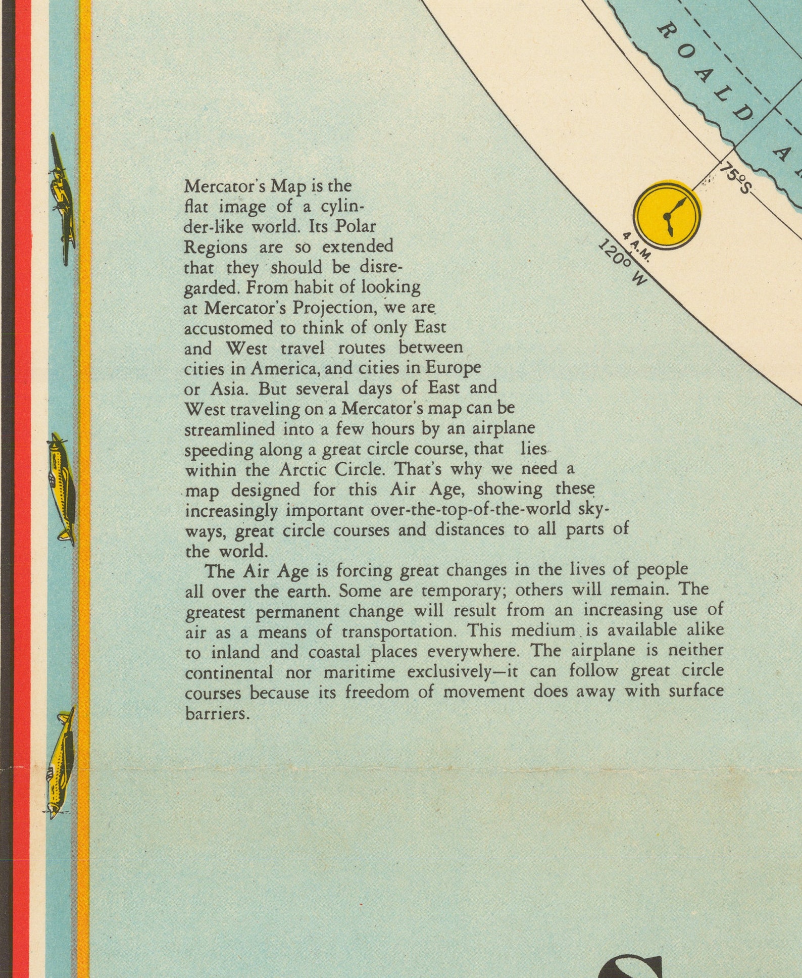 Air Age Map of the World, Map, Flight Paths, Flat Earth, 1938, Digital ...