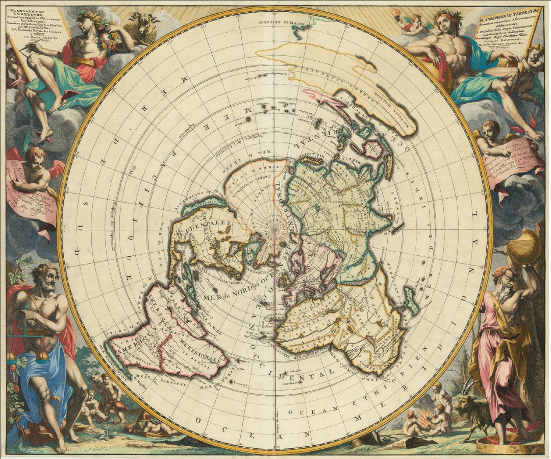 Planisphere Terrestre Suivant Les Nouvelle, Digital Download, Flat ...