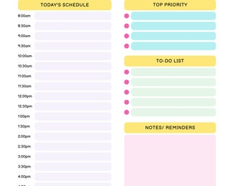Simple Daily Schedule Planner Template - Etsy