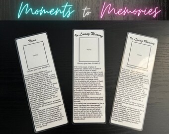 Memorial Bookmarks, Funeral Memorial Laminated Bookmarks, Memorial ...