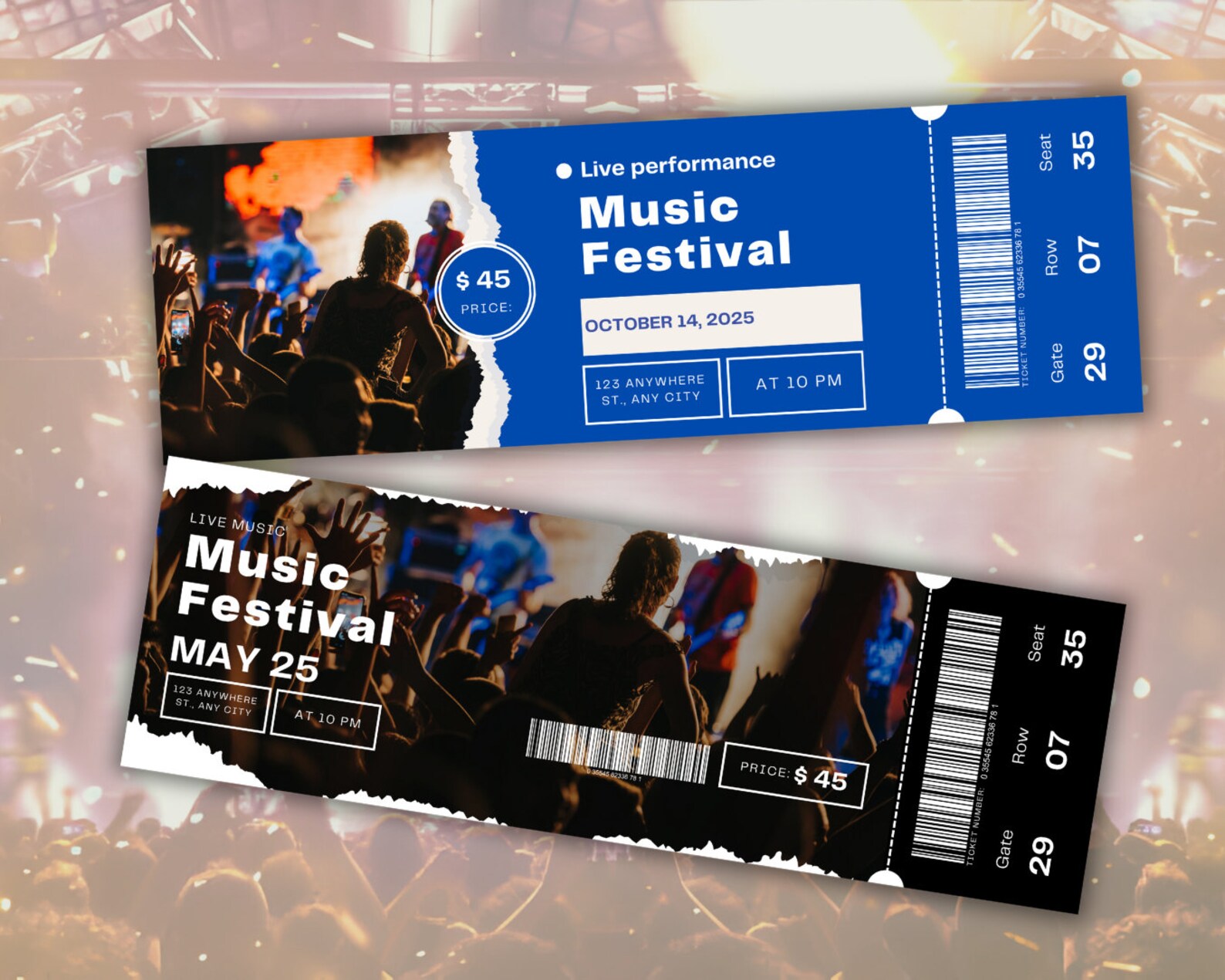 Editable Concert Ticket Template, DIY Event Ticket, Custom Concert ...