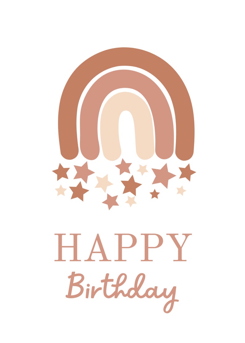 Boho Happy Birthday Card, Birthday Card, Happy Birthday, Canva Edit ...