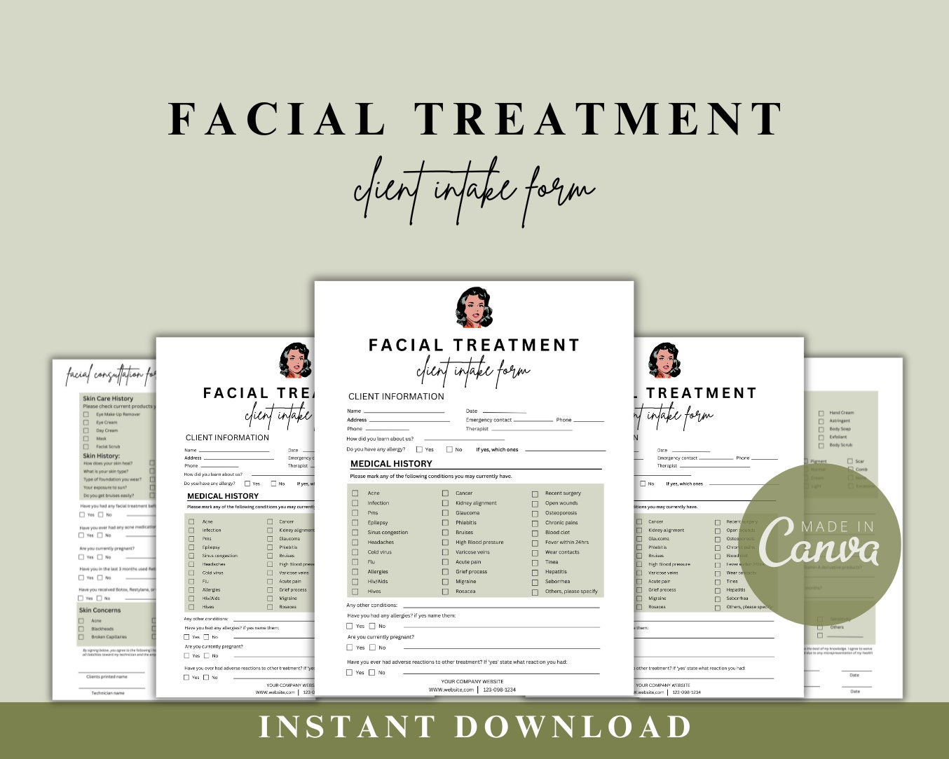 Facial Treatment Forms | Editable Esthetician Templates | Printable ...