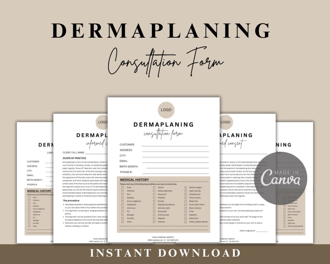 Editable Dermaplaning Consent Form Template, Esthetician Template, Skin ...