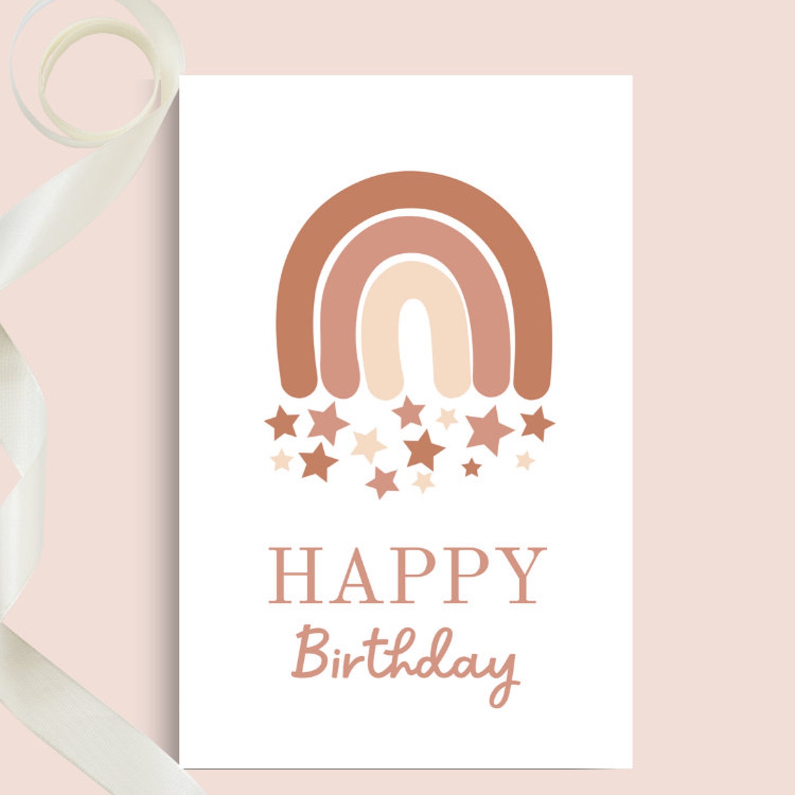 Boho Happy Birthday Card, Birthday Card, Happy Birthday, Canva Edit ...