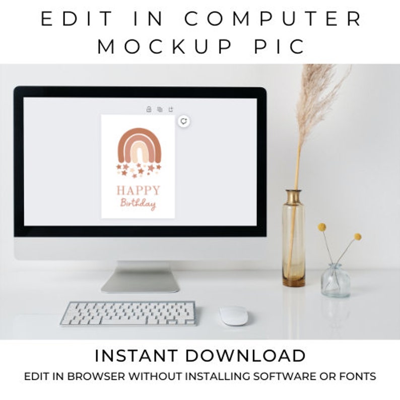 Boho Happy Birthday Card, Birthday Card, Happy Birthday, Canva Edit ...