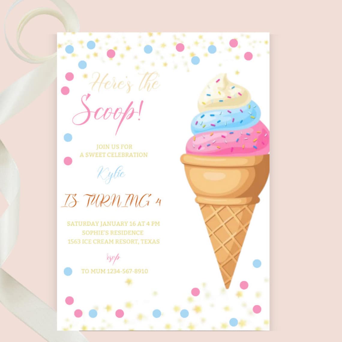 Pastel Ice Cream Birthday Invitation: Delightful and Colorful Design ...