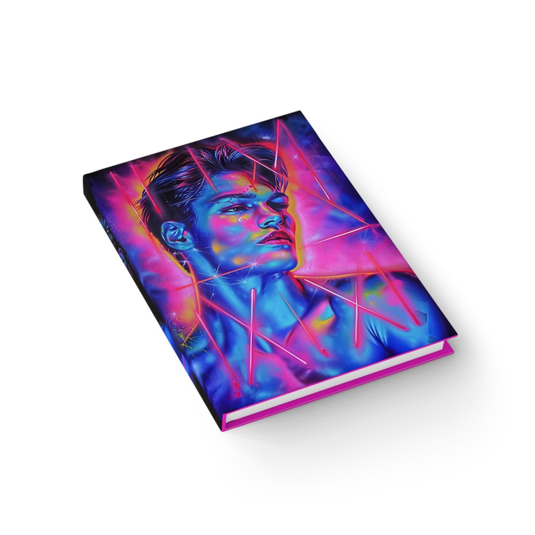 Retro Handsome Man Notebook - 1980's Neon Airbrush Art - Blank ...