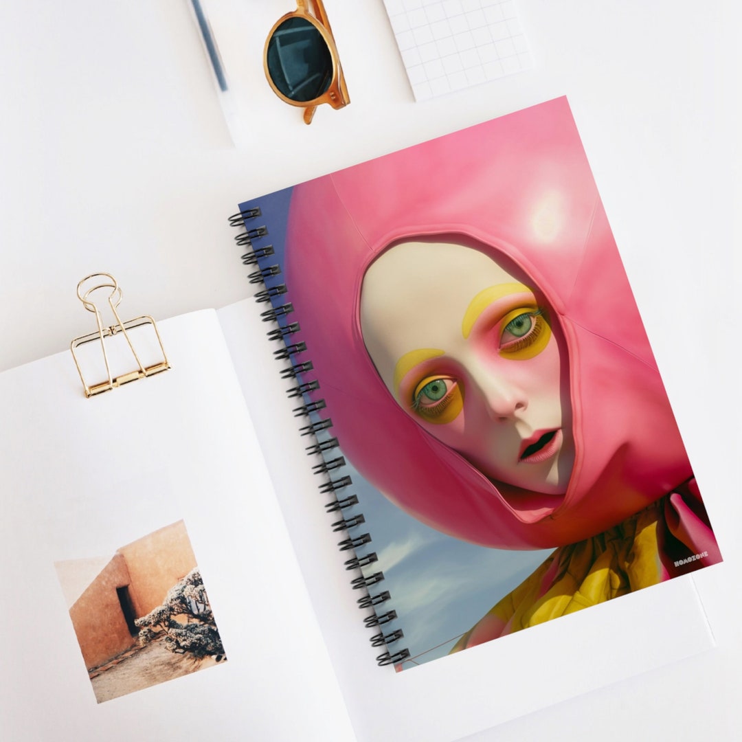 Surreal Halloween Notebook Dada Clown & Balloon Head Spiral Notebook ...