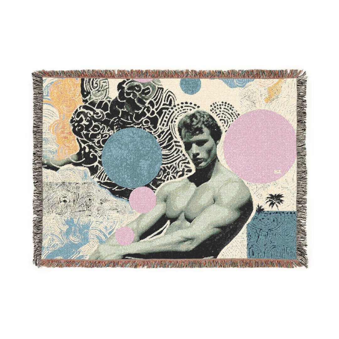 Muscle Man Woven Blanket - Vintage Film Style - Etsy