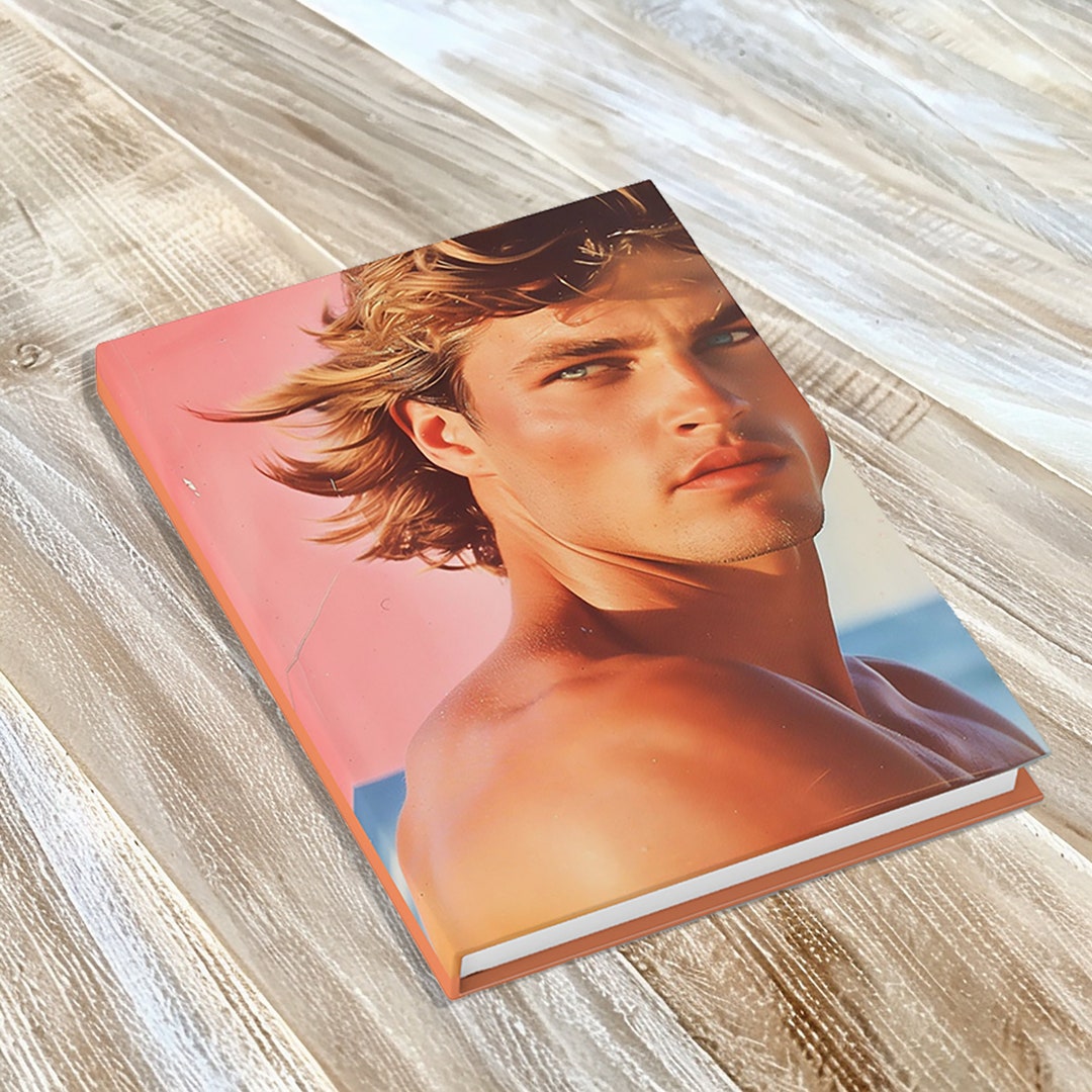 Retro Hot Shirtless College Guy Notebook - Hardcover Journal - Blank - Etsy