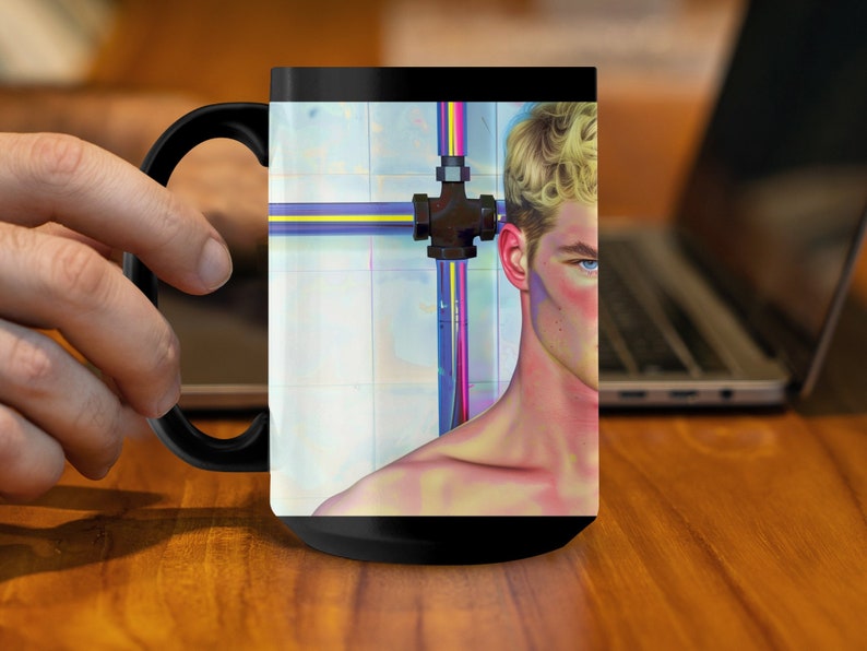 15 Oz Coffee Mug Sexy Shirtless Men Gay Pride T Lgbtq Art Etsy
