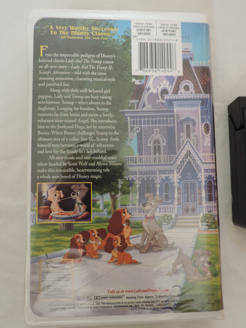 Walt Disney Pictures Animated VHS Video Lady and the Tramp II: Scamp's ...