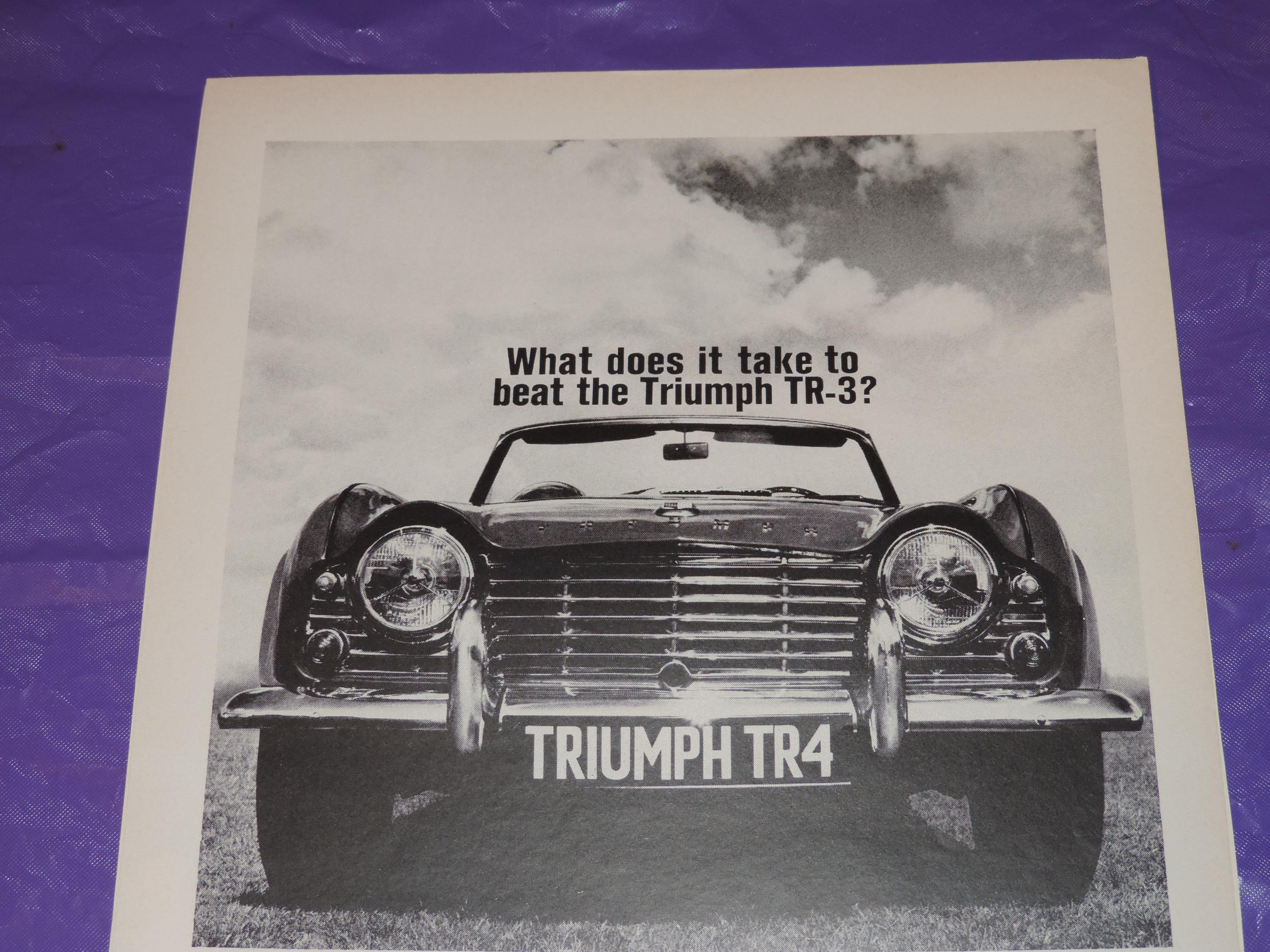 1962 Triumph TR-4 Full Page Black & White Print Ad - Etsy