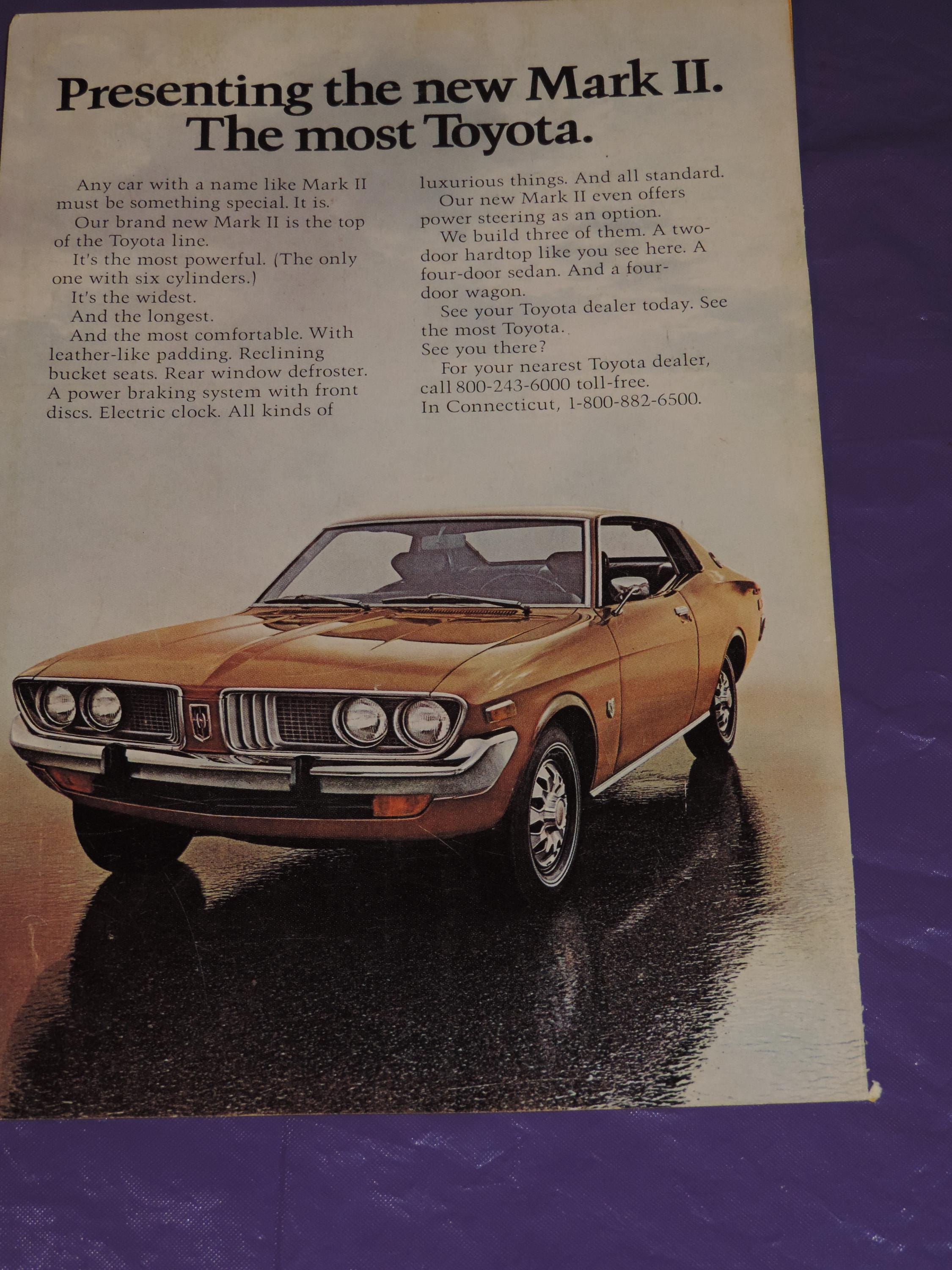1973 Toyota Mark II Full Page Color Print Ad (SF) - Etsy