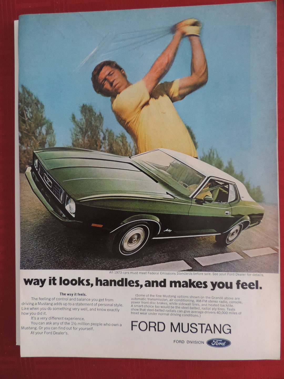 1973 Ford Mustang Full Page Color Print Ad - Etsy