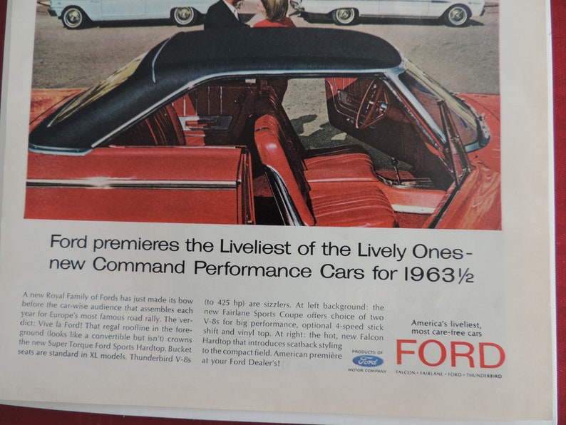 1963-1/2 Ford Performance Cars Full Page Color Print Ad - Etsy
