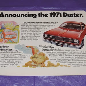 1971 Plymouth Duster Two Half Page Color Print Ads - Etsy