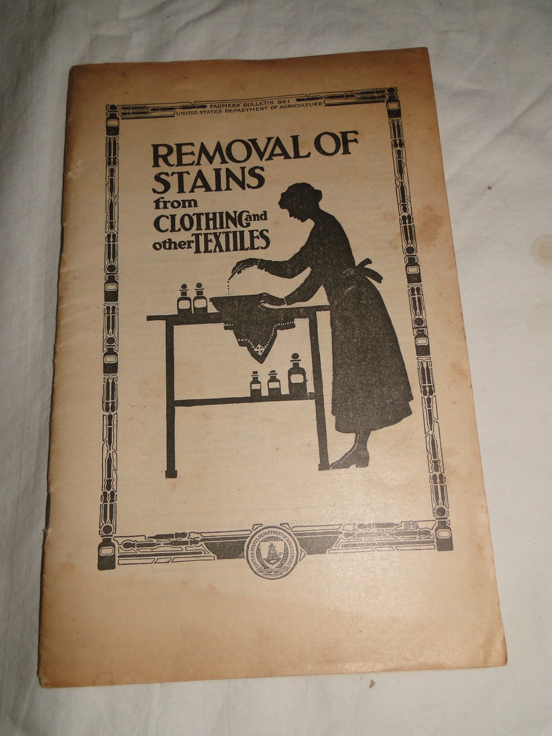 1922 USDA Booklet - Removal of Stains From Clothing and Other Textiles ...