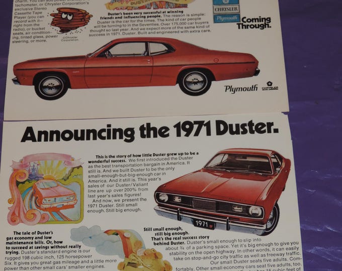 1971 Plymouth Duster Two Half Page Color Print Ads - Etsy