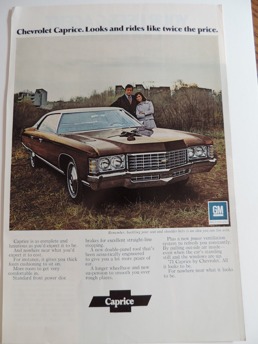 1971 Chevrolet Caprice Sedan Full Page Color Print Ad - Etsy