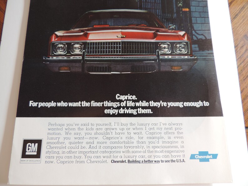 1973 Chevrolet Caprice Full Page Color Print Ad - Etsy