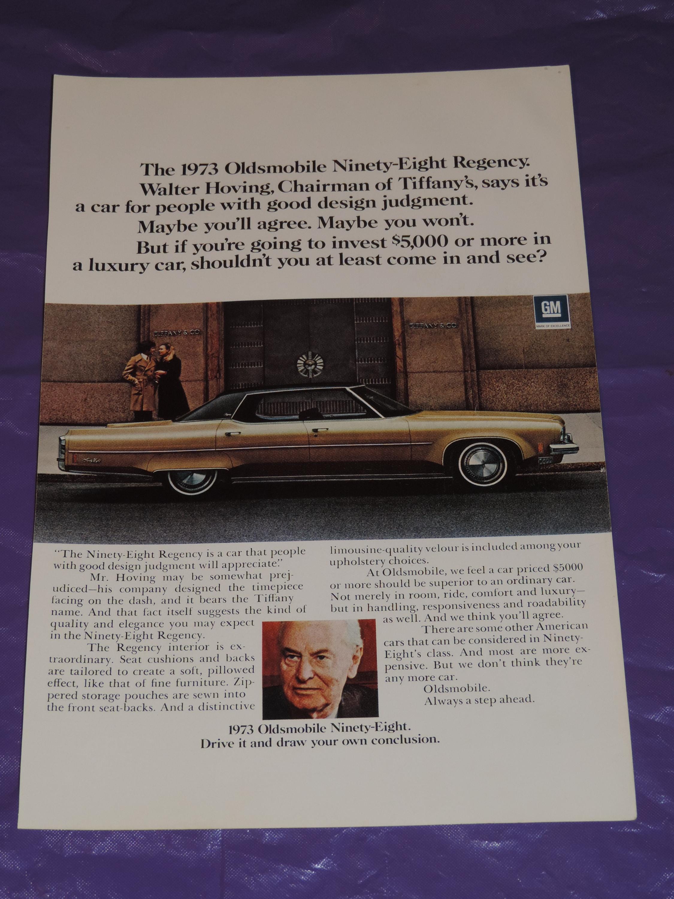 1973 Oldsmobile Ninety-eight Regency Sedan Full Page Color Print Ad - Etsy