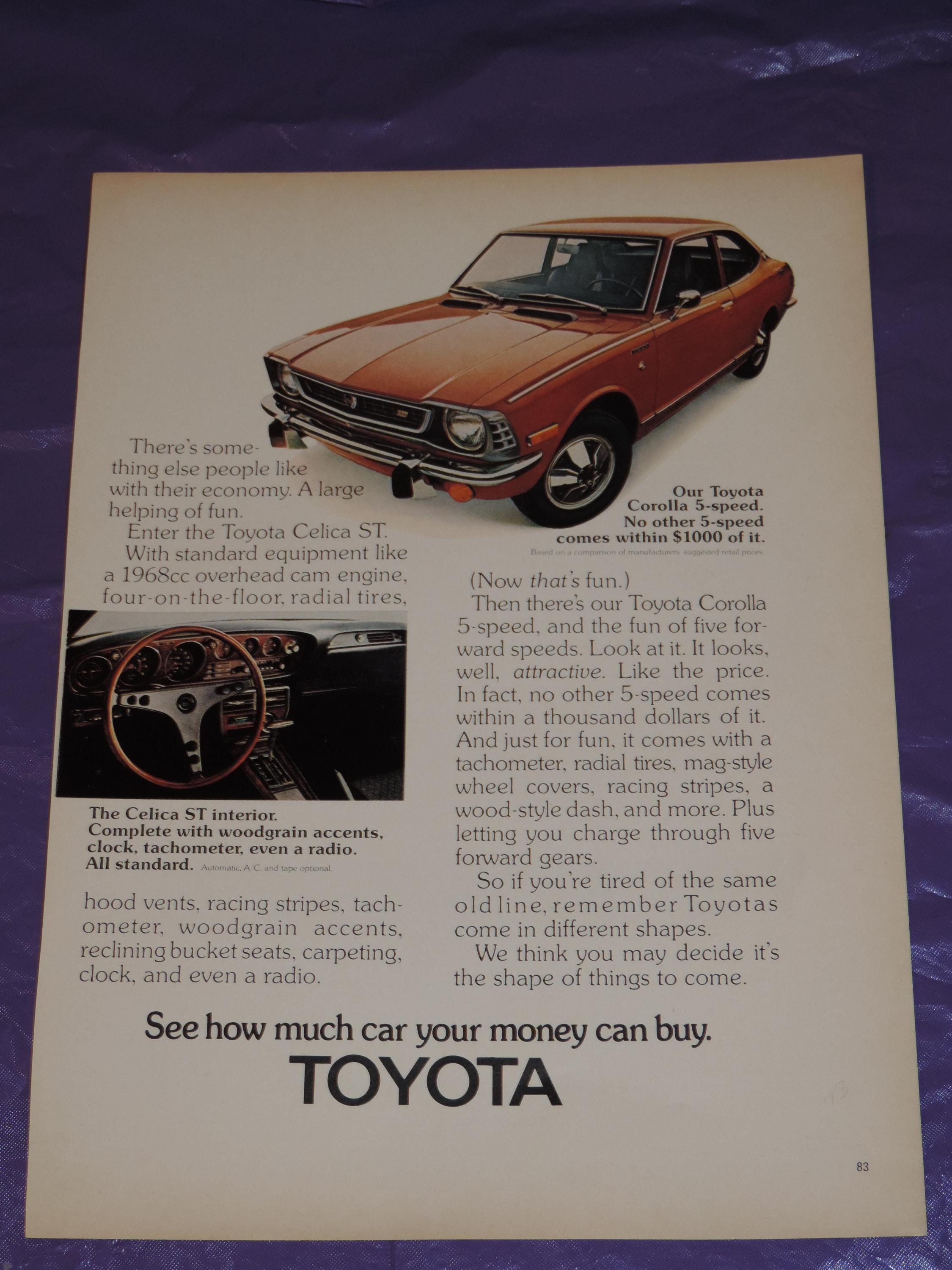 1973 Toyota Corolla Full Page Color Print Ad - Etsy
