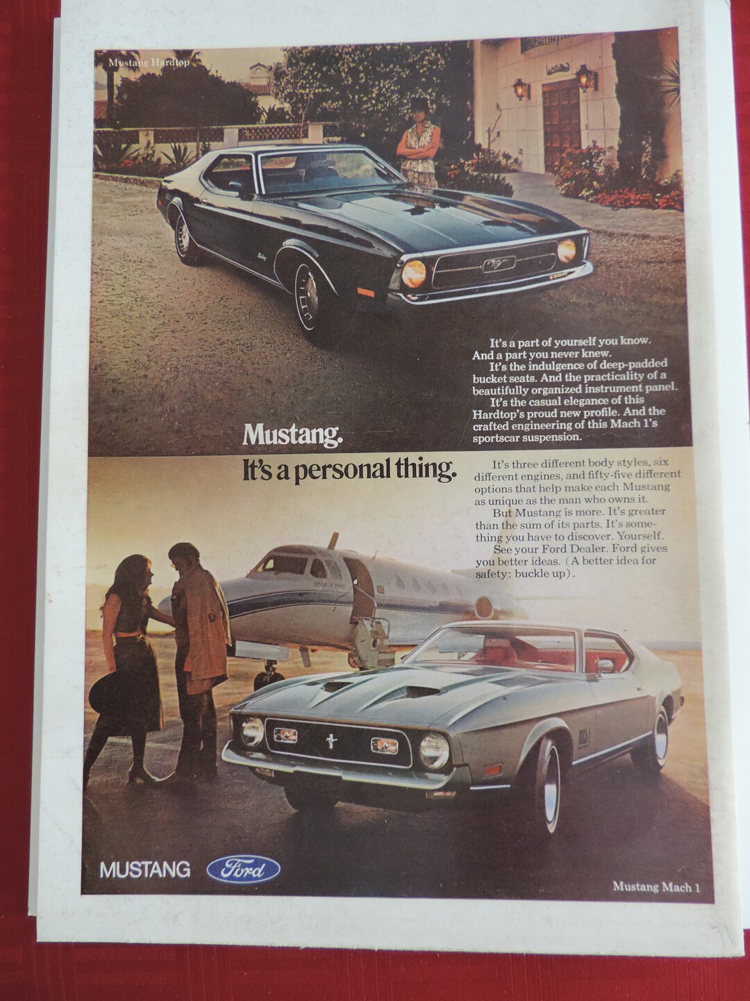1971 Ford Mustang & Mustang Mach 1 Full Page Color Print Ad - Etsy