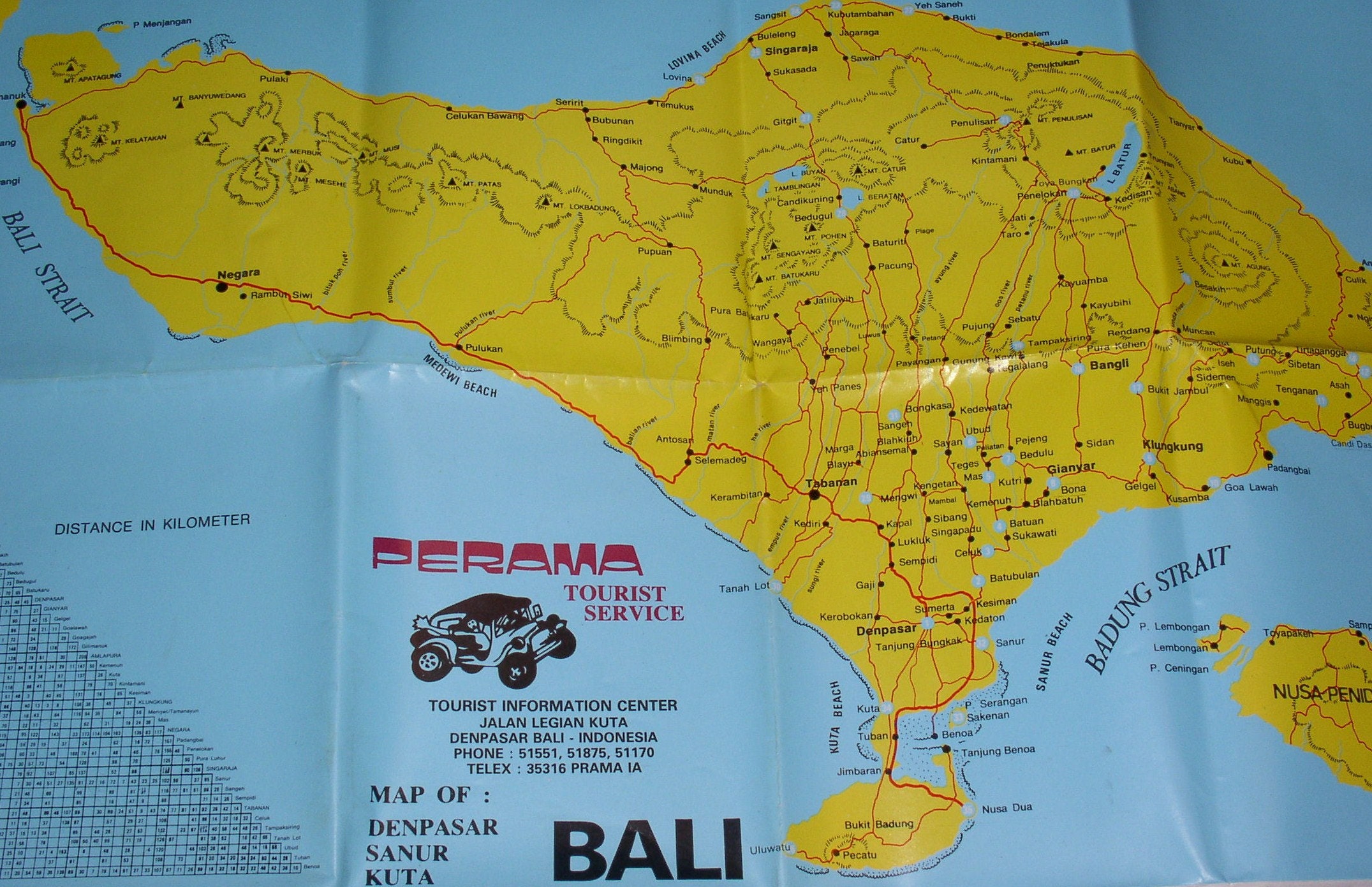 1980s Map of BALI From Perama Tourist Service - Etsy