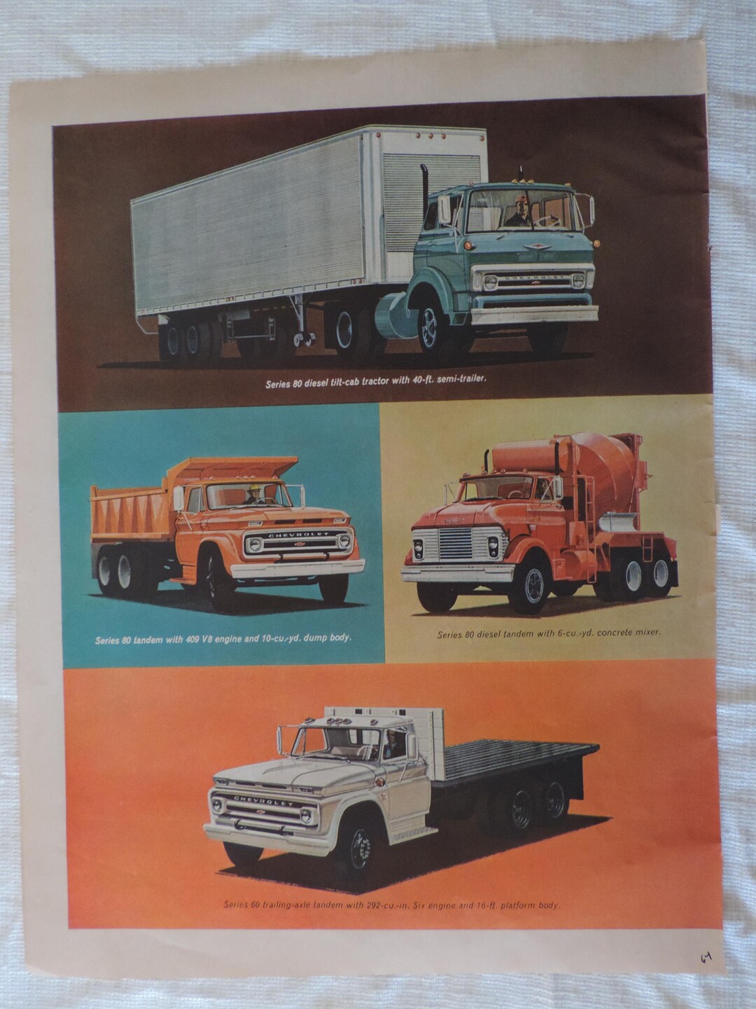 1964 Chevrolet Heavy Duty Trucks Large Format Full Page Color Print ...