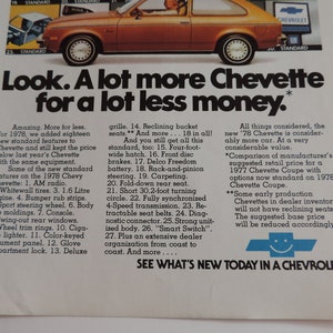 1978 Chevrolet Chevette Full Page Color Print Ad - Etsy
