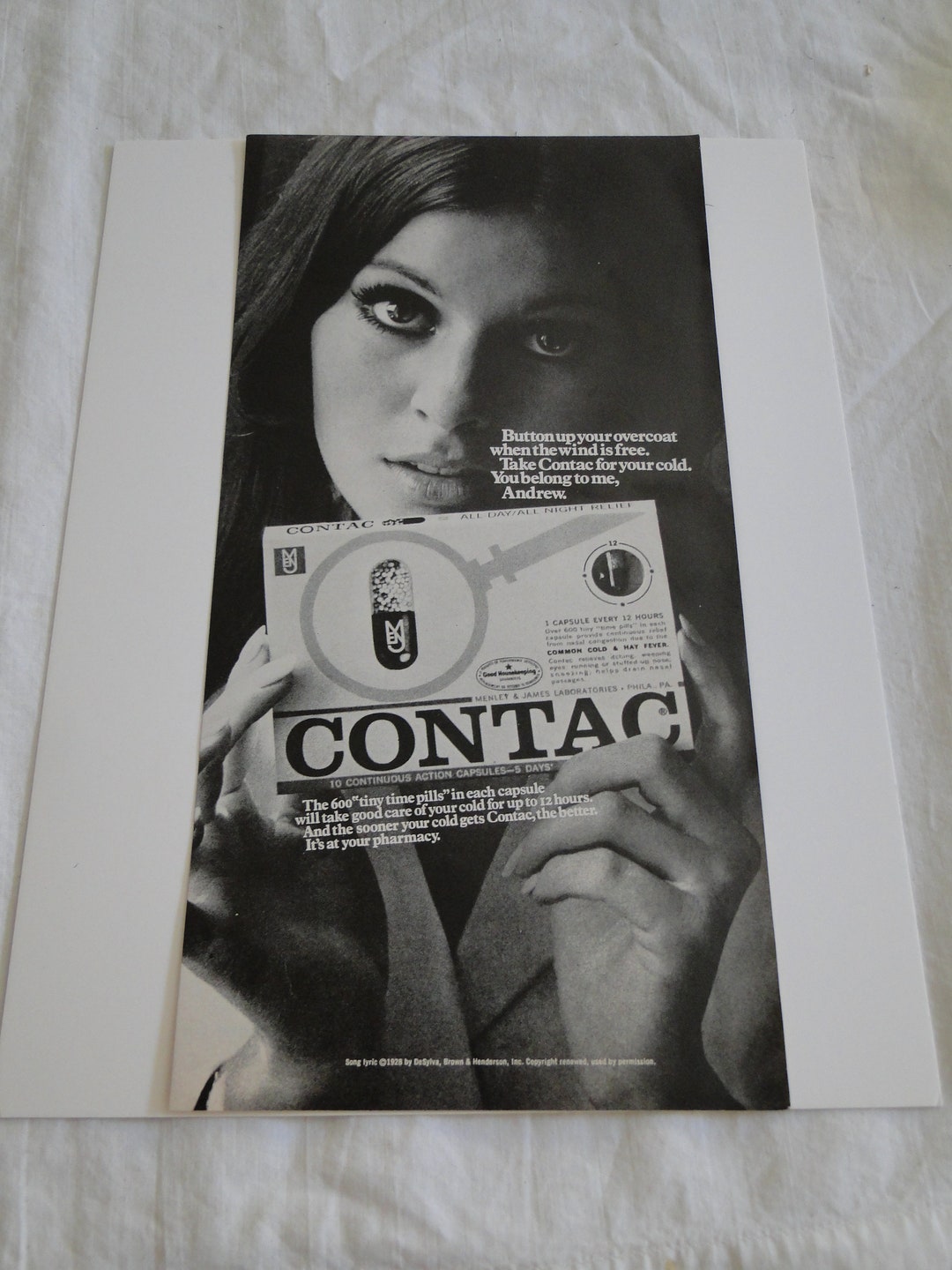 1969 Contac Cold Relief Capsules 3/4 Page Print Ad - Etsy