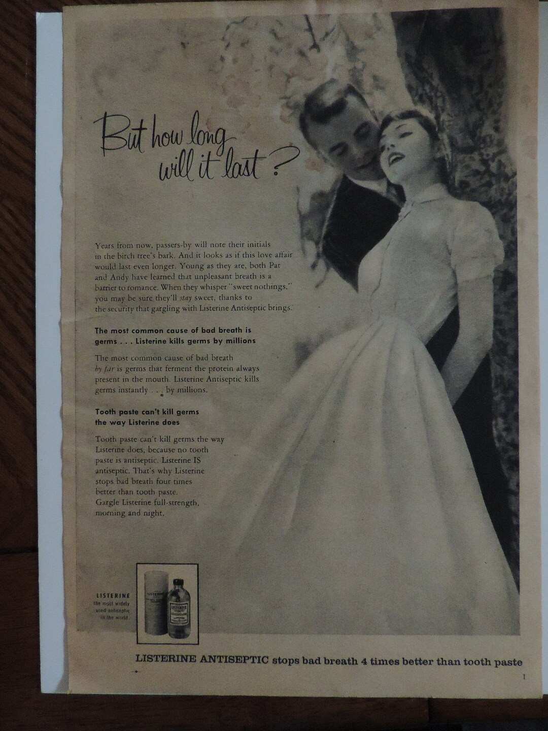 1957 Listerine Antiseptic Mouth Wash Full Page Black & White Print ...