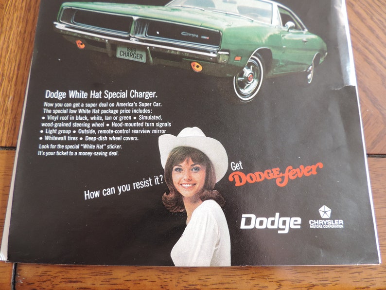 1969 Dodge Charger Coupe "white Hat Special" Full Page Color Print Ad ...