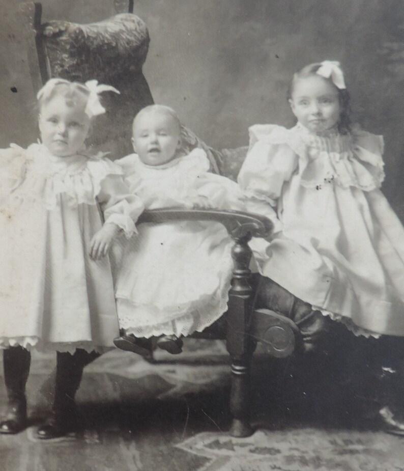 1900s Vintage Black & White Photo of 3 Young Children - Etsy