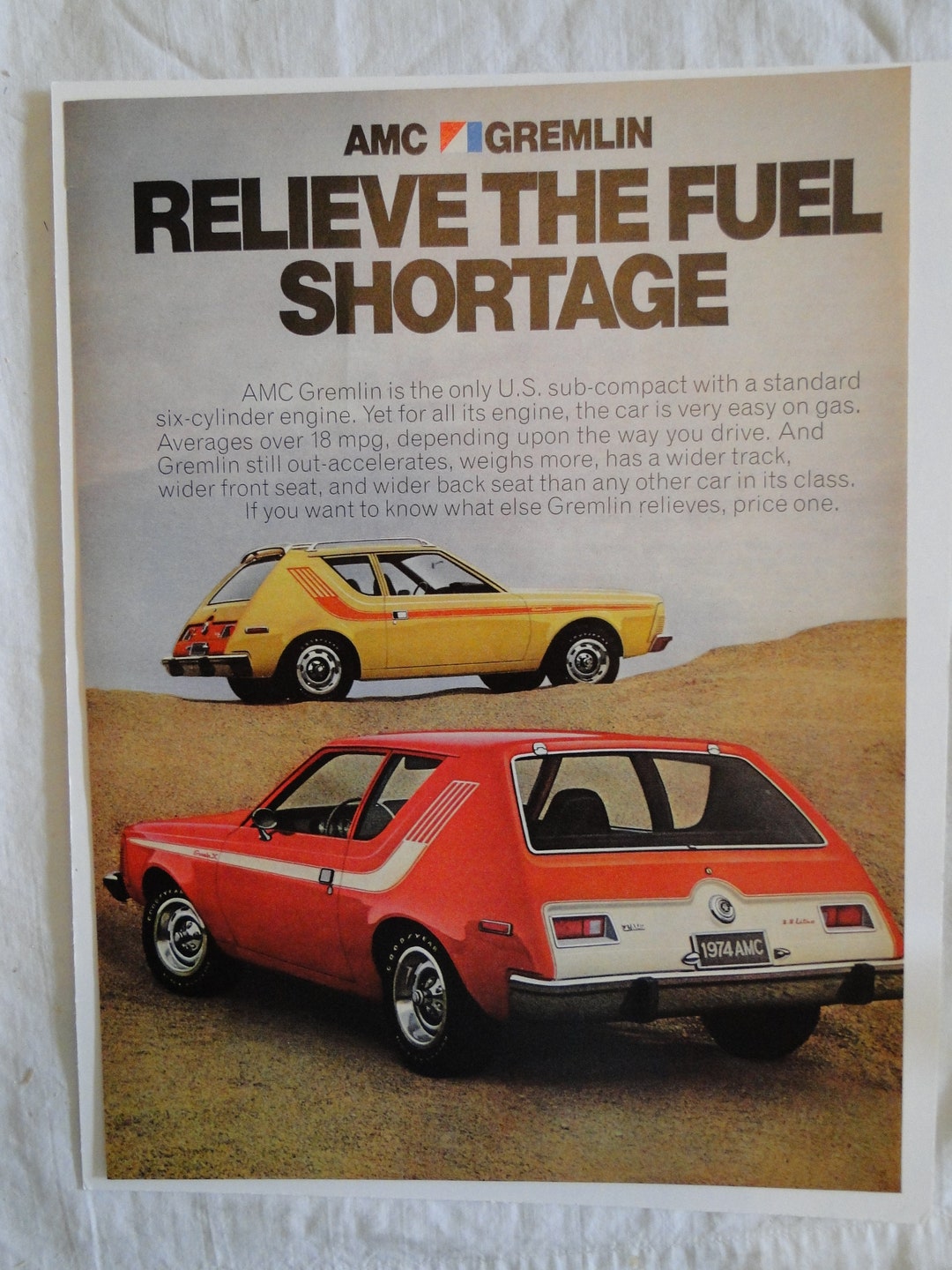 1974 AMC Gremlin Full Page Color Print Ad - Etsy