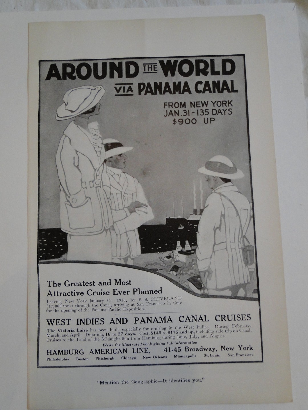 1914 West Indies and Panama Canal Cruises Full Page Print Ad - Etsy