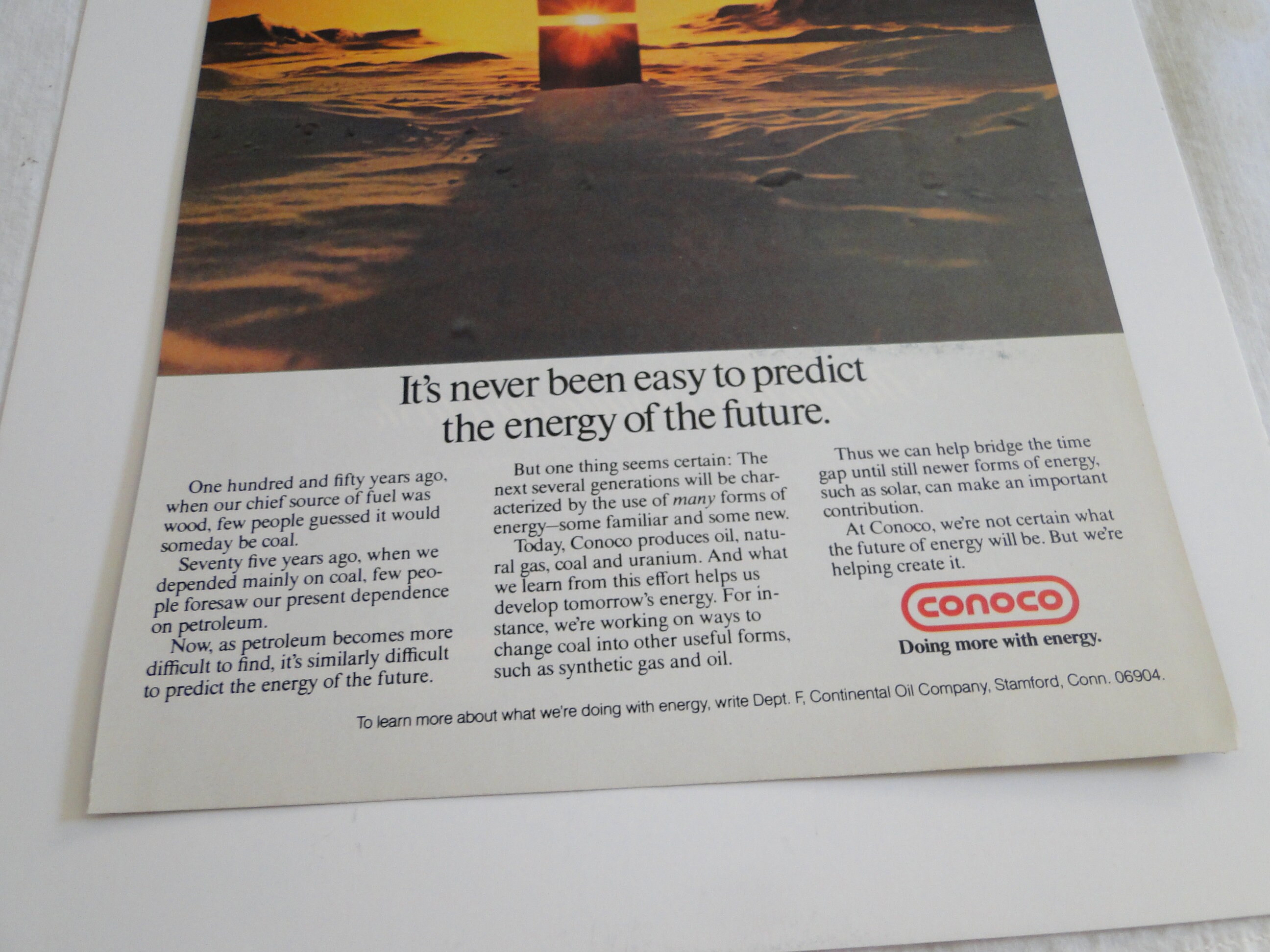 1978 Conoco energy of the Future Full Page Color Print Ad - Etsy