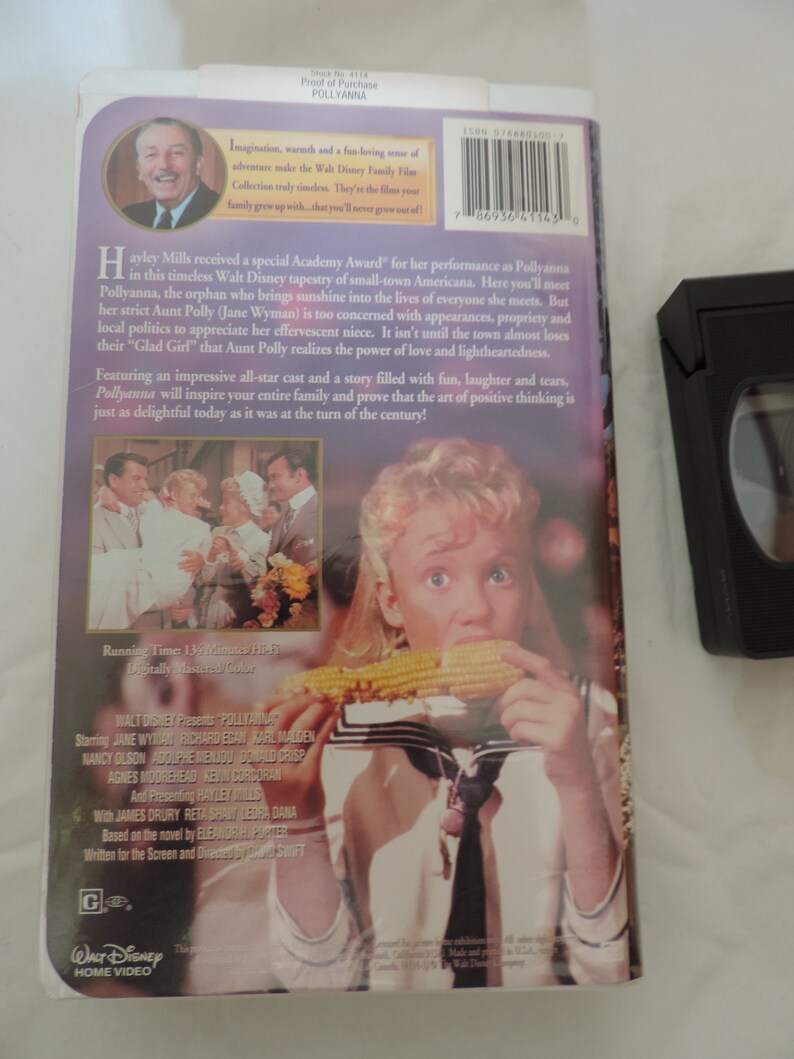 Walt Disney Family Film Collection Live Action VHS Video - Pollyanna - Etsy
