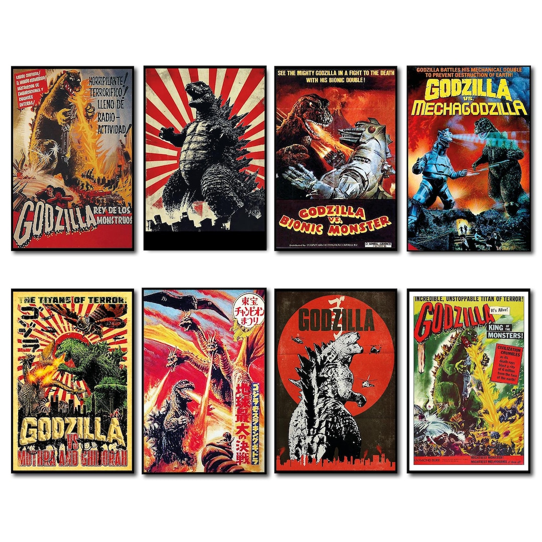 Vintage Godzilla Film Poster Fridge Magnets - Set of 8 - Etsy