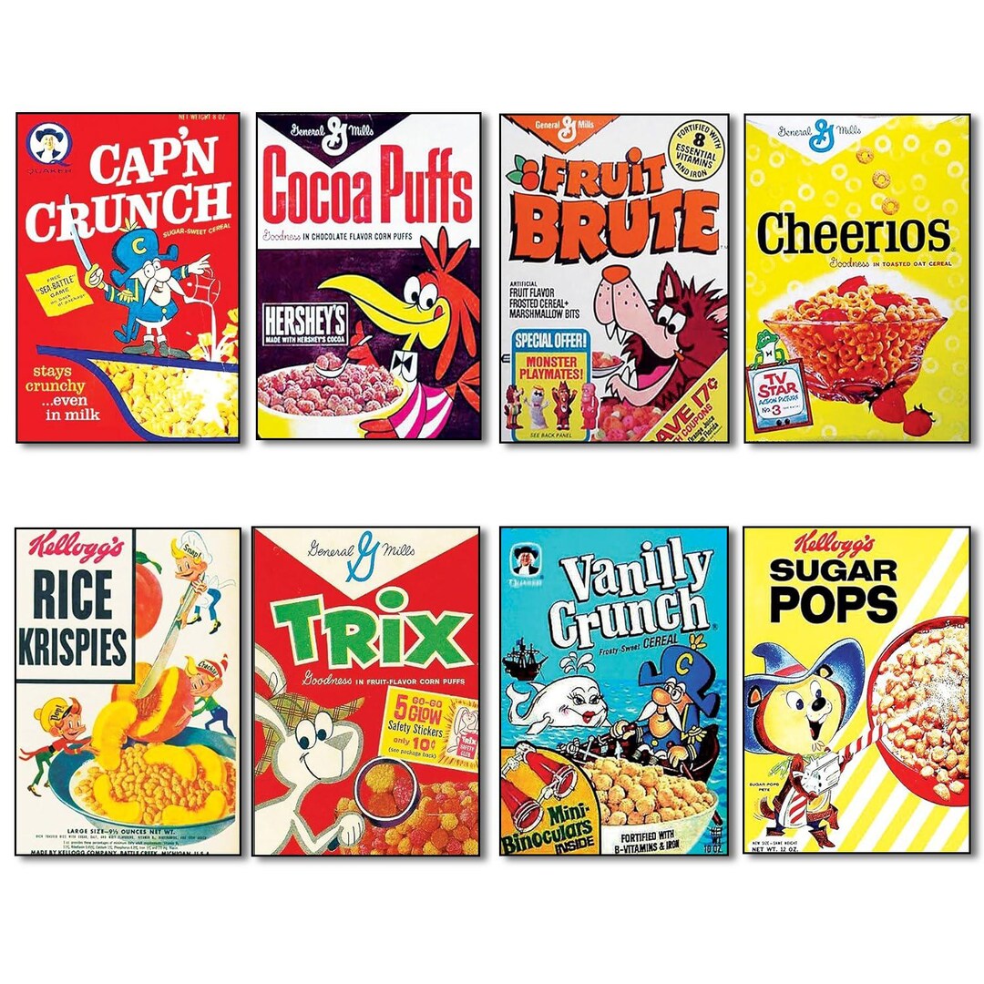 Vintage Cereal Box Fridge Magnets Set of 8 Large Retro Reproduction ...