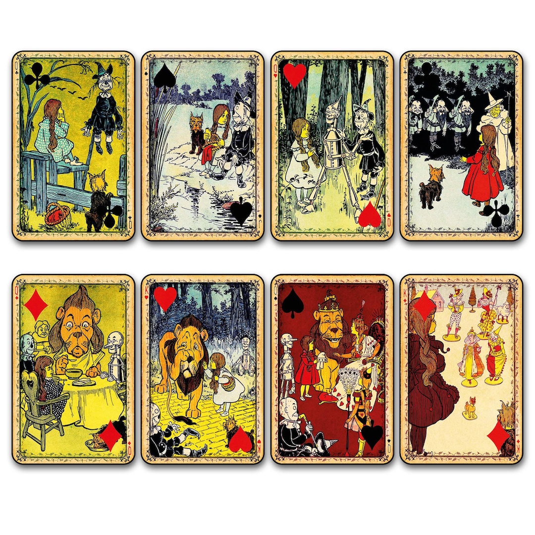 Wizard of Oz Vintage Playing Cards Decorative Fridge Magnets Set of 8 ...