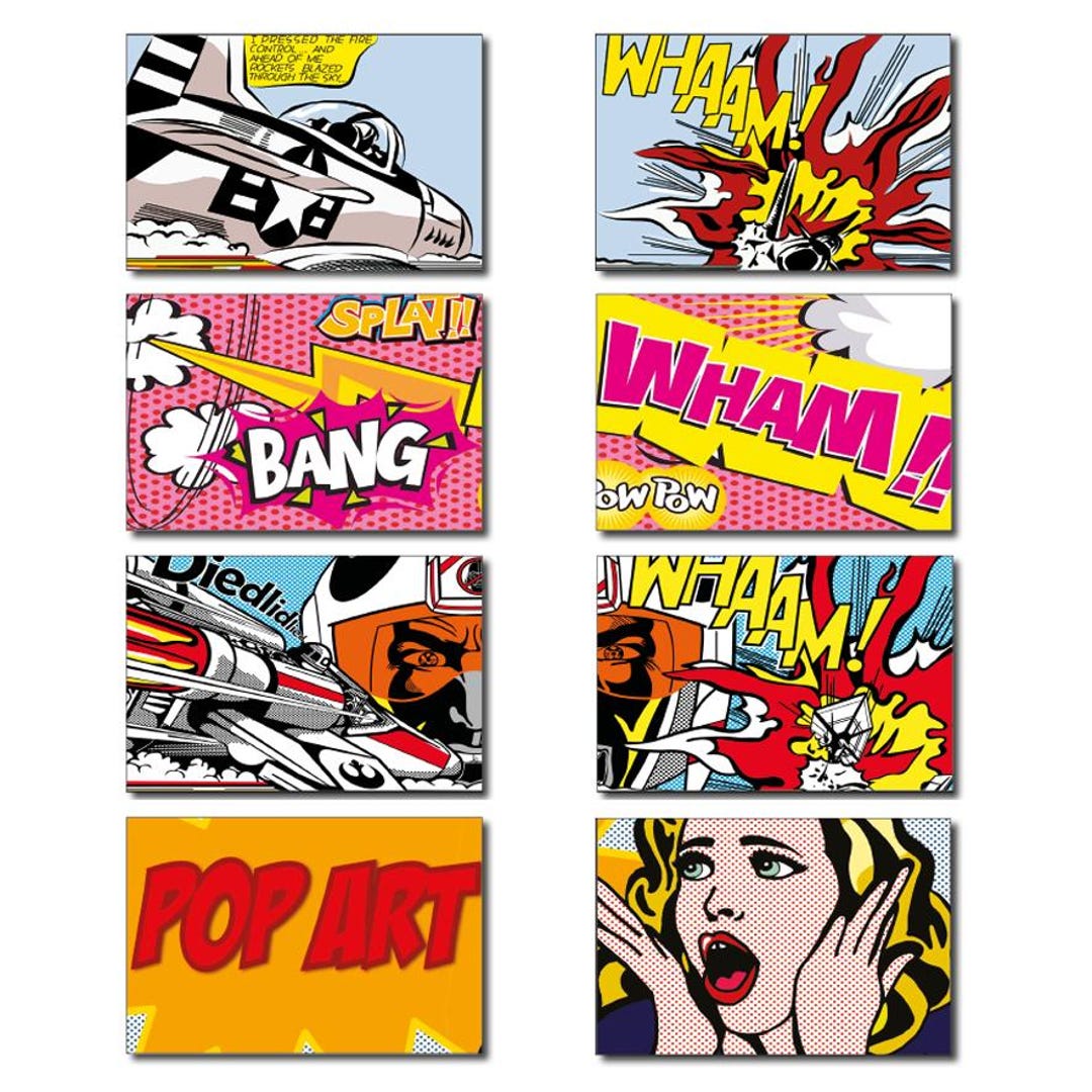 Vintage Pop Art Fridge Magnets - Set of 8 Retro Comic Designs - Etsy