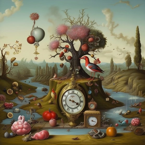 Surreal Still Life Clock, Printable Wall Art, Digital Prints, Wall Art ...
