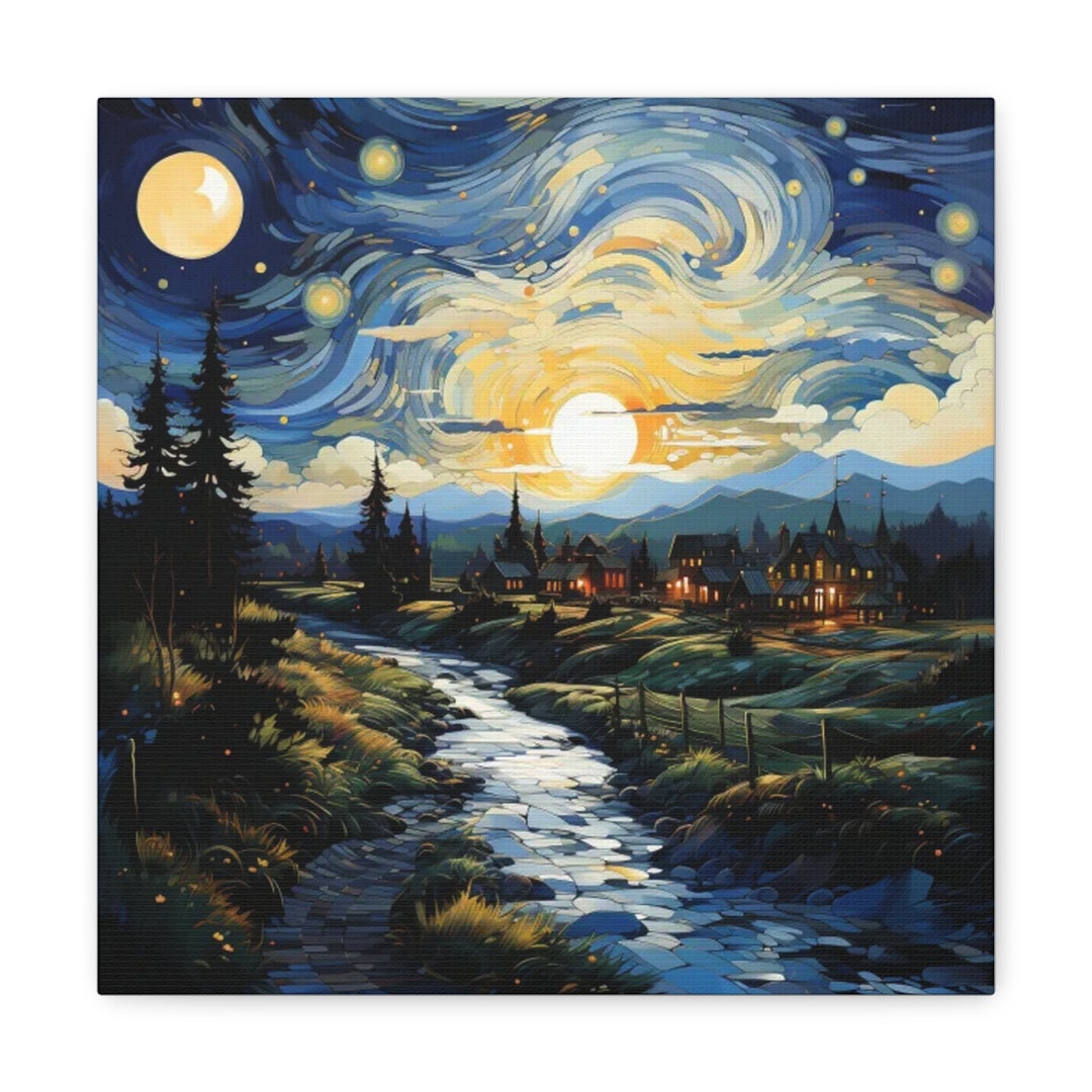 Stary Night Journey, Gallery Wraps, Art, Landscape, Night, Mothers Day ...