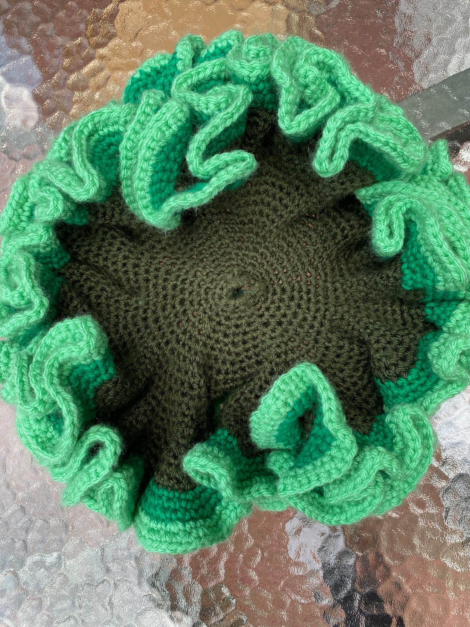 Green Tricolor Crochet Hyperbolic Plane Coral - Etsy