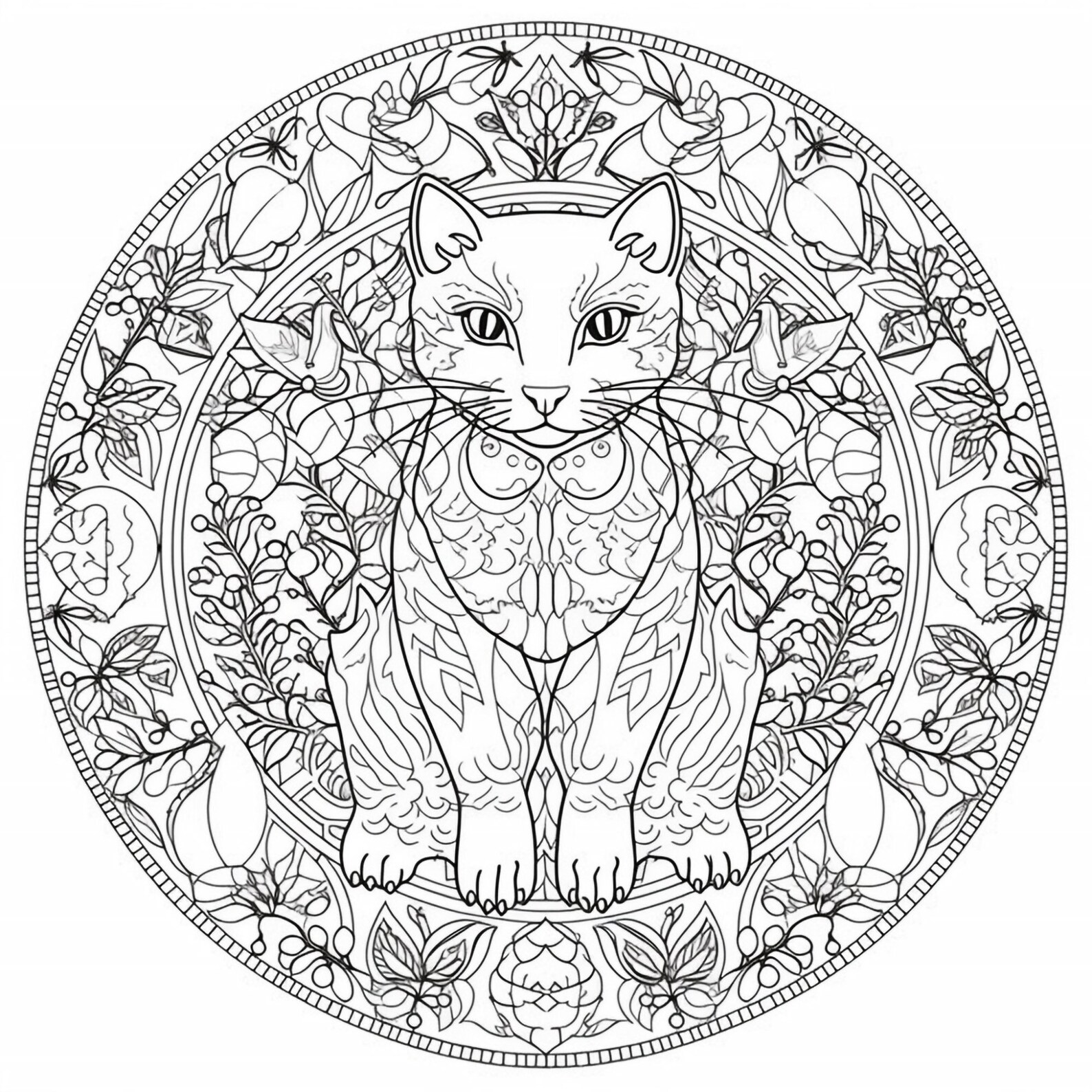 Cat Mandala Coloring Pages (19 Pages) - Etsy